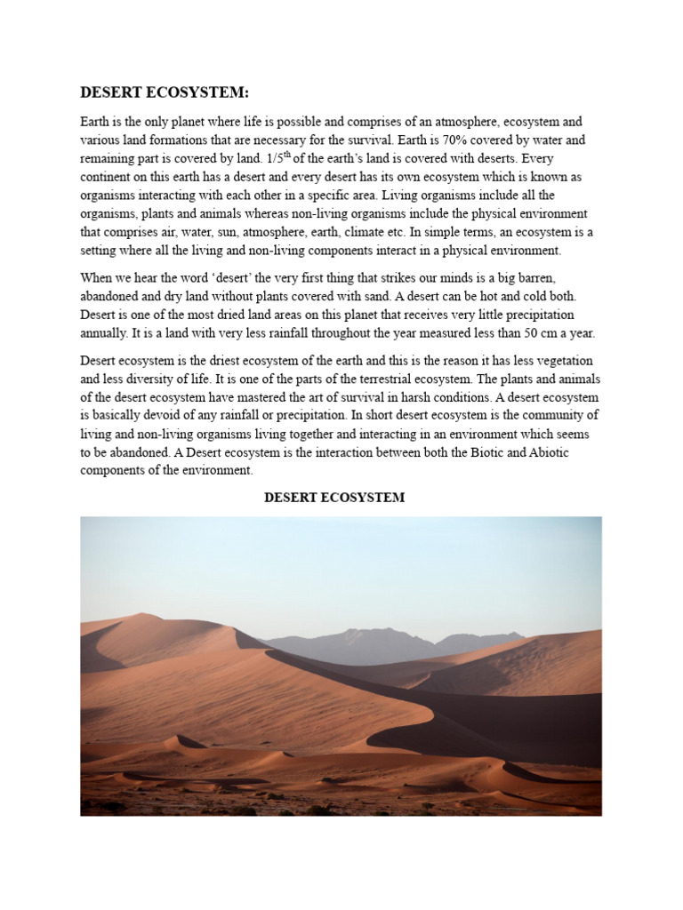 Understanding Desert Ecosystems | PDF | Grassland | Desert