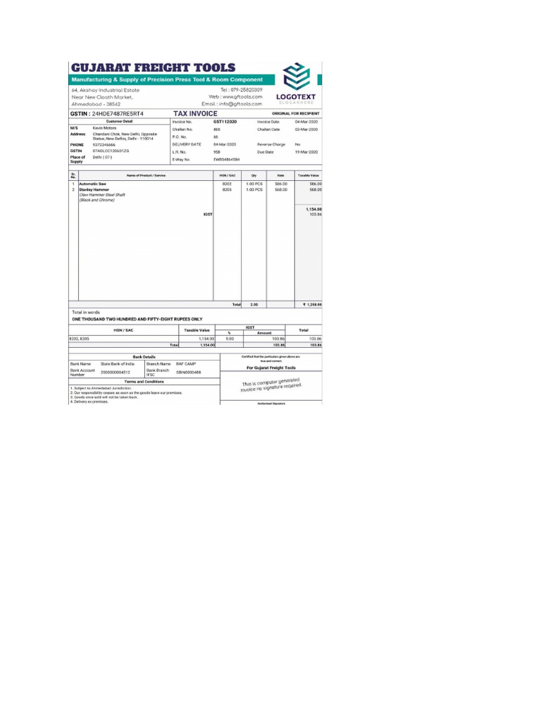 Jai Maa Enterprises Invoice Format | PDF