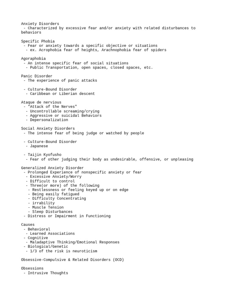Anxiety Disorders | PDF