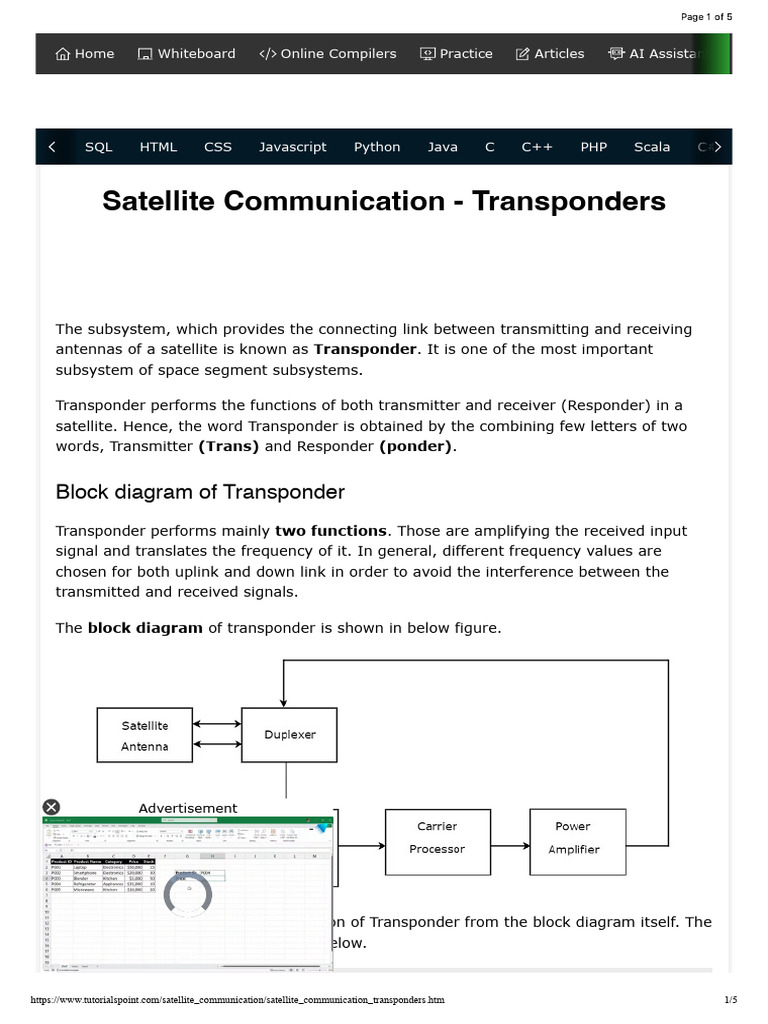 Satellite Communication Transponders | PDF | Transmitter | Radio
