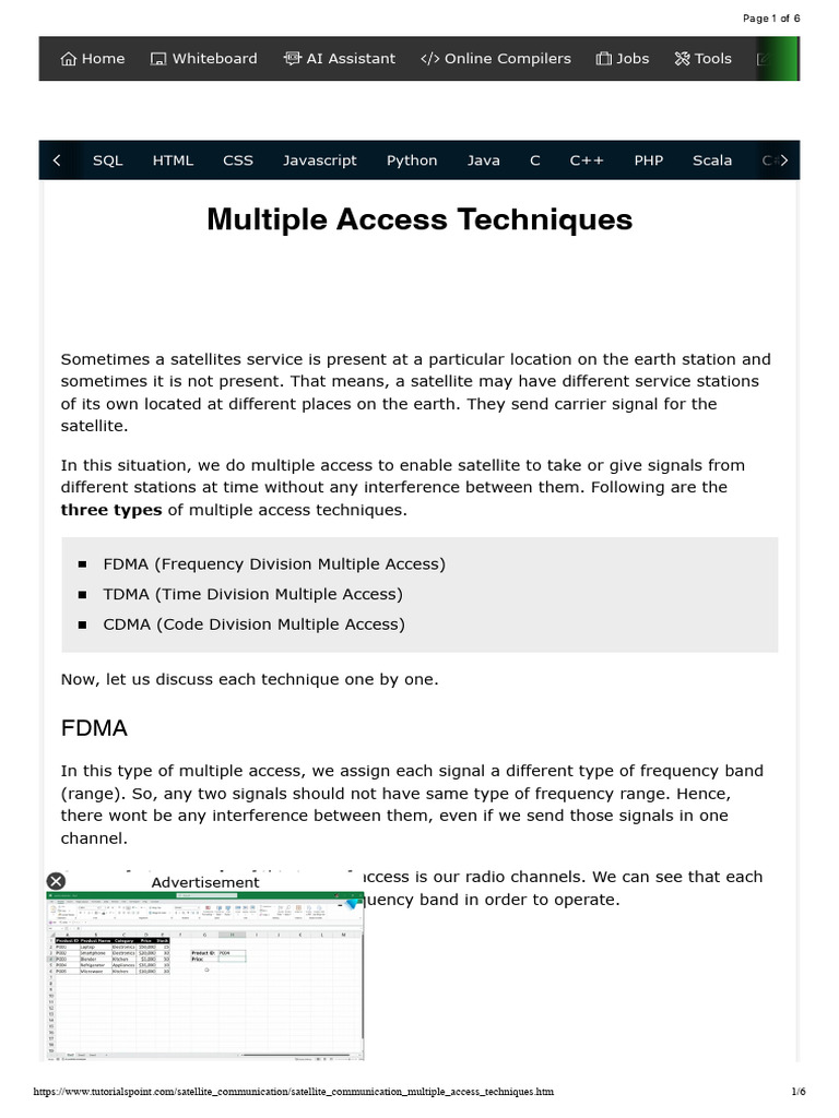 Satellite Communication Multiple Access Techniques | PDF | Channel Access Method | Information ...