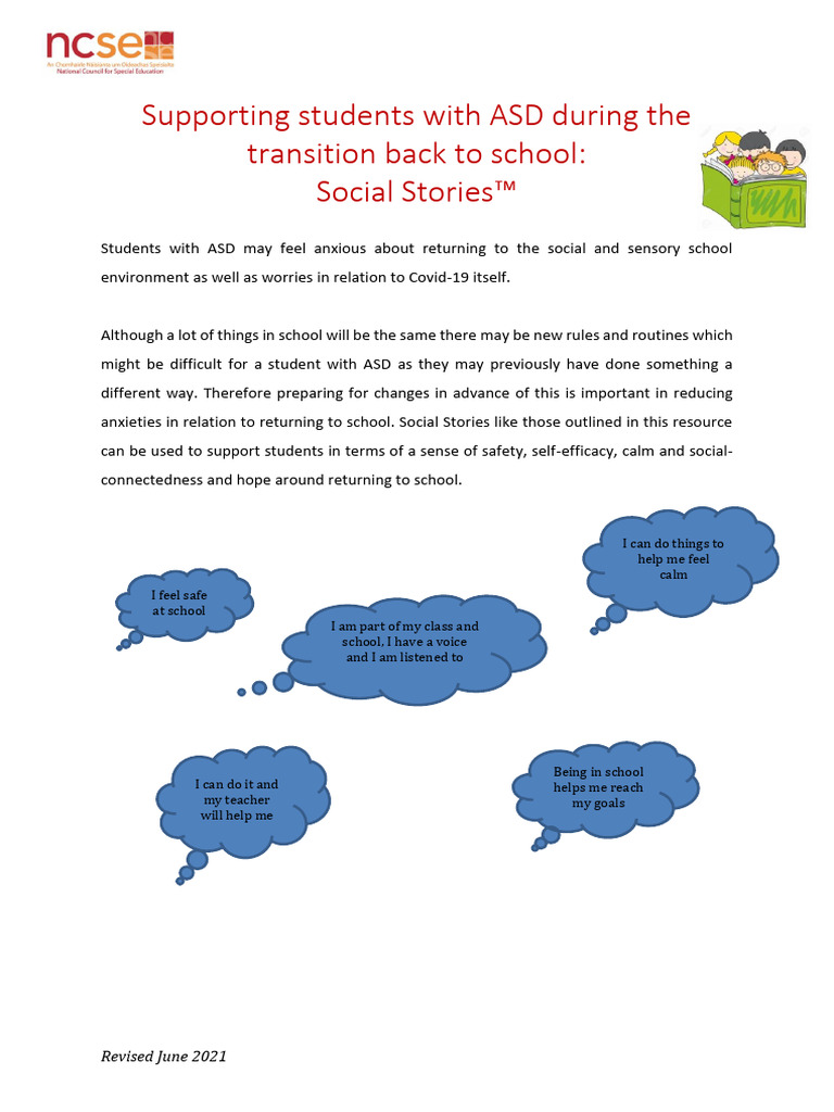 Social Stories Transition Back To School | PDF | Autism | Psychology