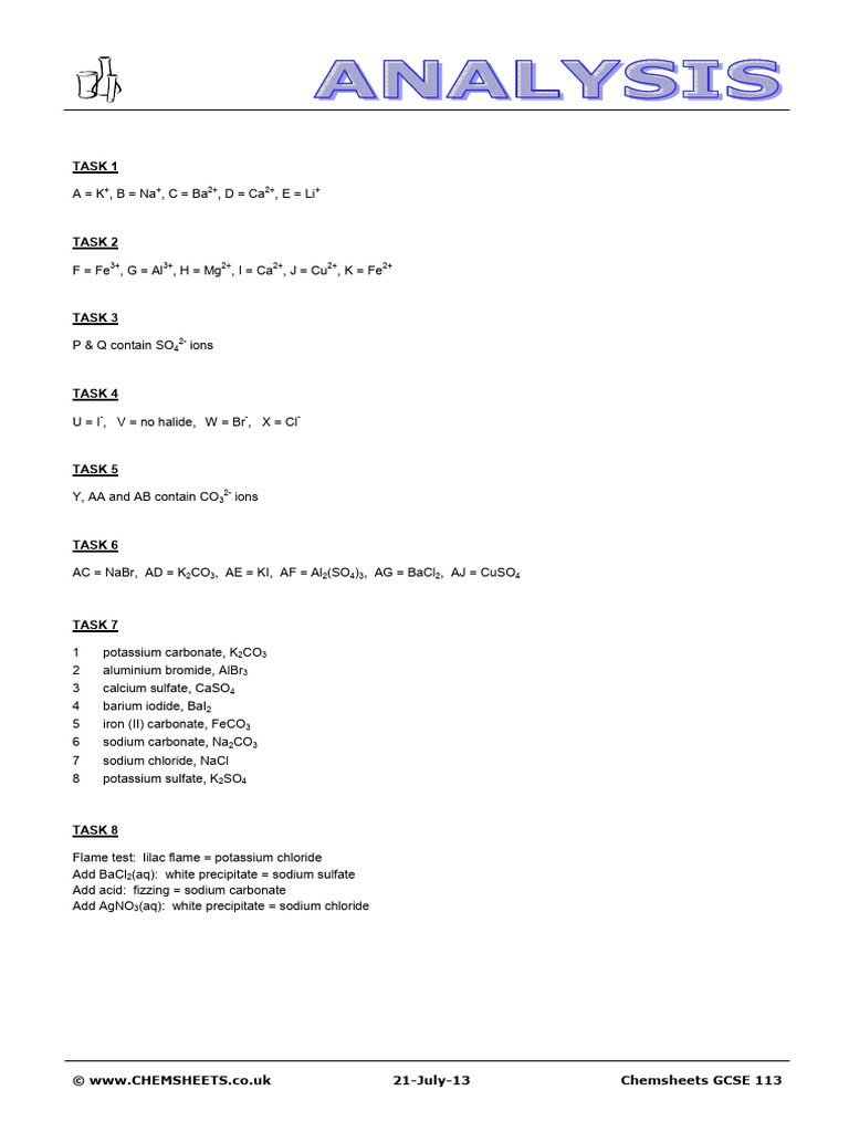 GCSE Chemistry Practical Tasks | PDF
