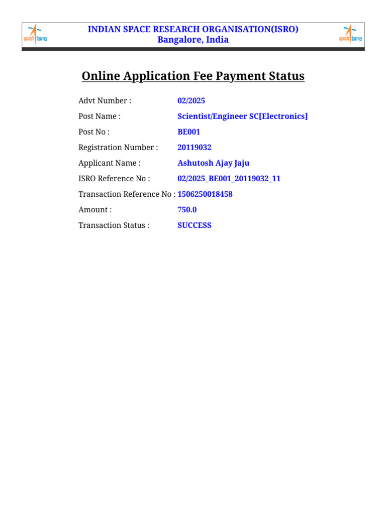 Application Fee Payment | PDF