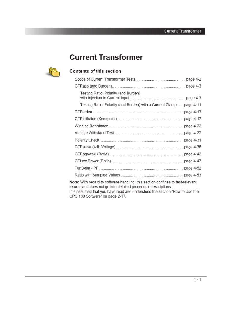 Current Transformer Testing Procedures | PDF | Transformer ...