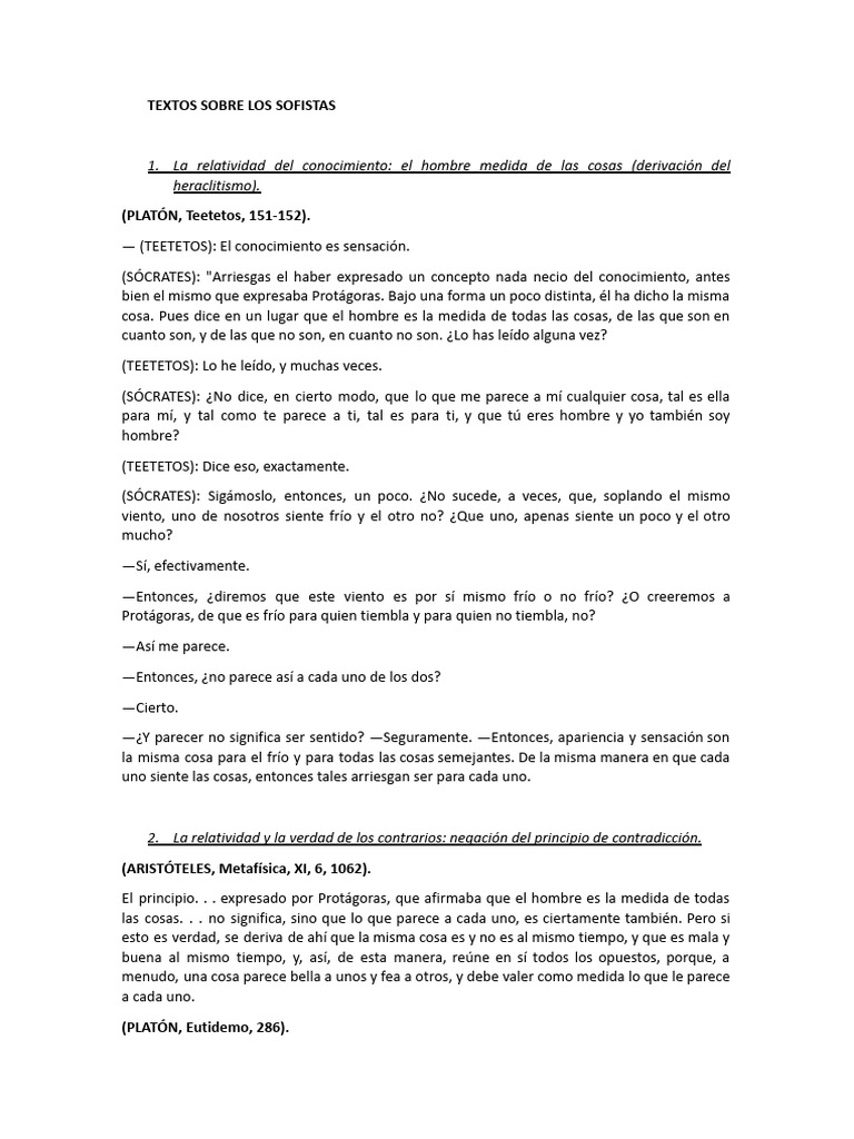 Textos Sobre Los Sofistas.docx | PDF | Verdad | Sabiduría