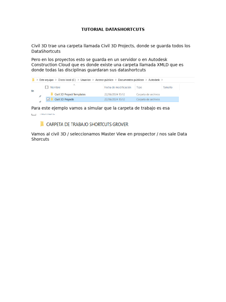 Uso de Data Shortcuts en Civil 3D | PDF