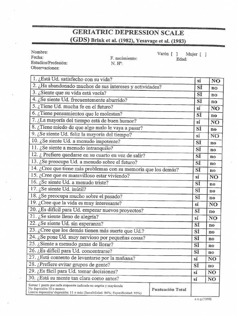 Geriatric Depression Scale | PDF