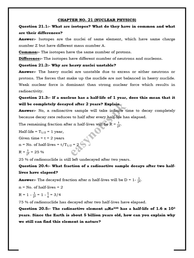 Radioactivity Q&A for Physics Students | PDF | Isotope | Radioactive Decay