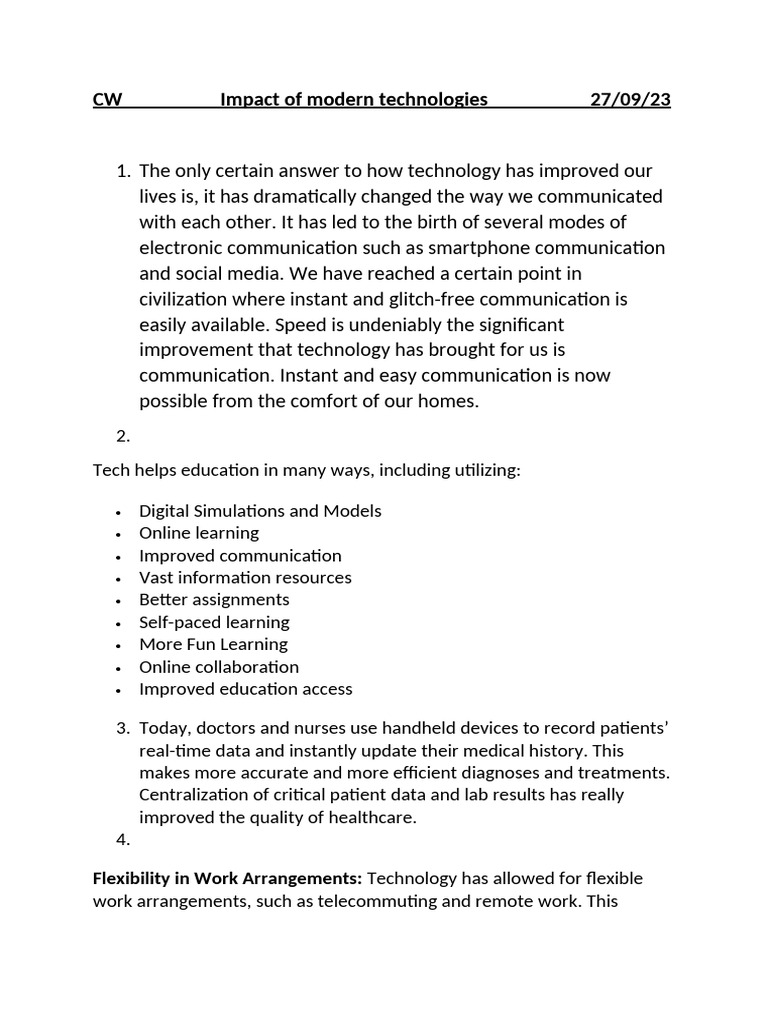 Impact of Modern Technologies 2 | PDF
