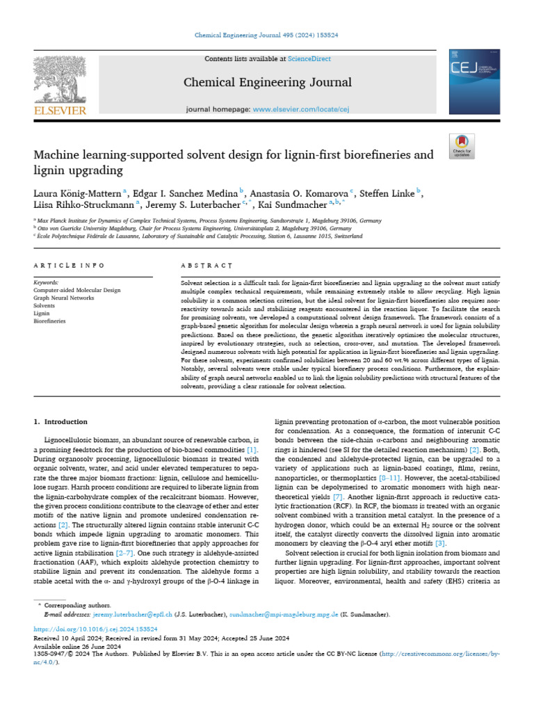2024-Machine Learning-Supported Solvent Design For Lignin-First ...