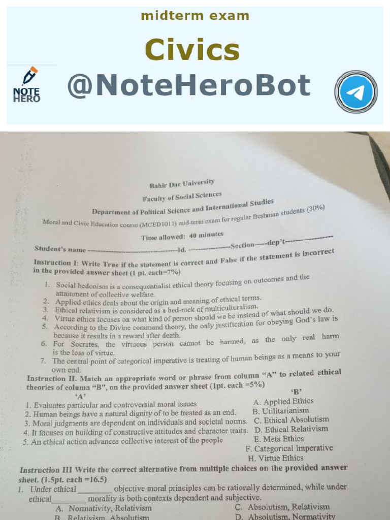 Civics Mid (BDU) @NoteHeroBot | PDF