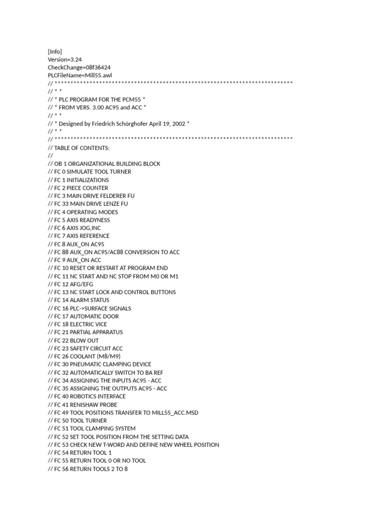 PLC Program for PCM55 Machine | PDF | Manufactured Goods | Mechanical ...