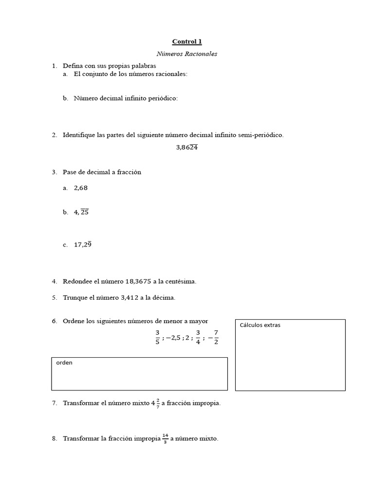 Control 1 Octavo Básico | PDF