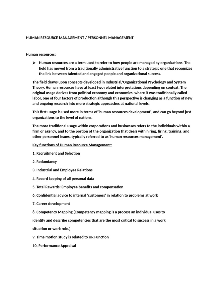 Human Resource Management Overview | PDF | Human Resource Management ...