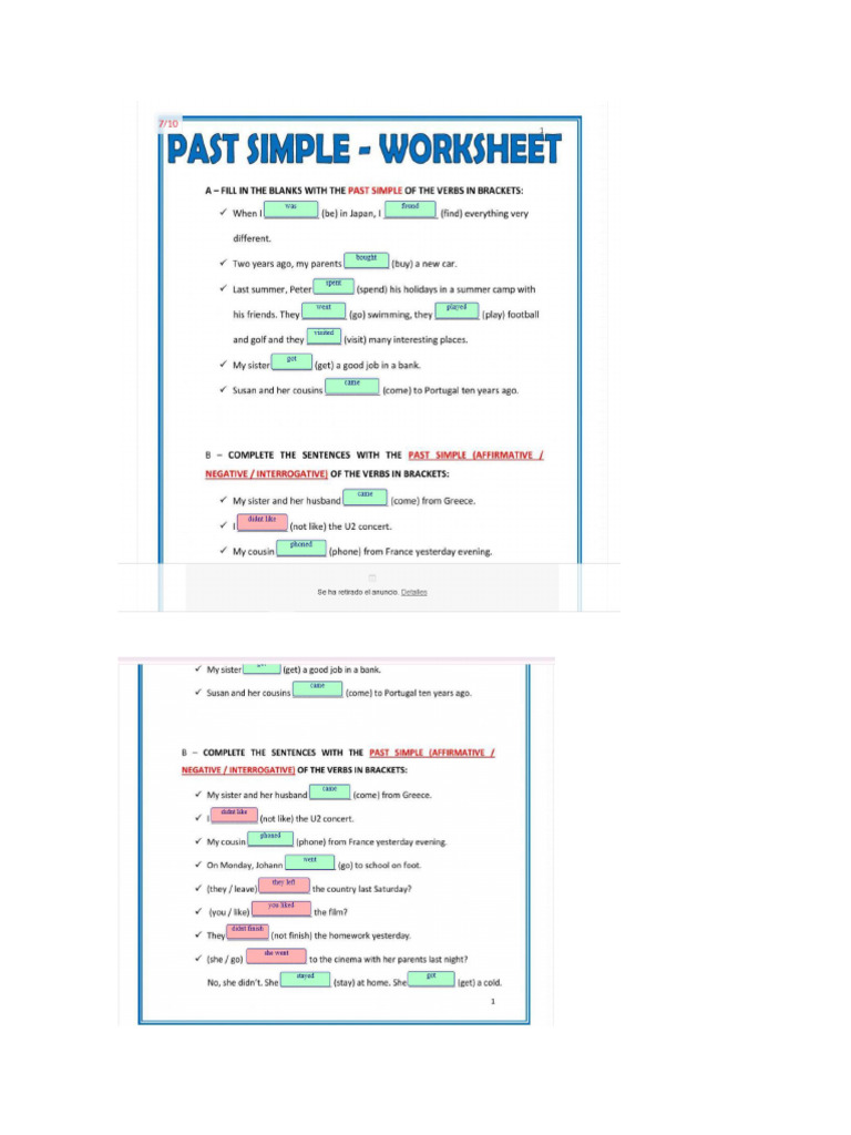 Homework Irregular Verbs #3 | PDF