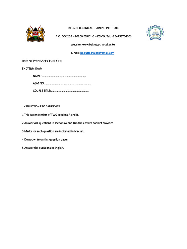 ICT Devices Usage Exam Guide | PDF | Computer Data Storage | Operating ...