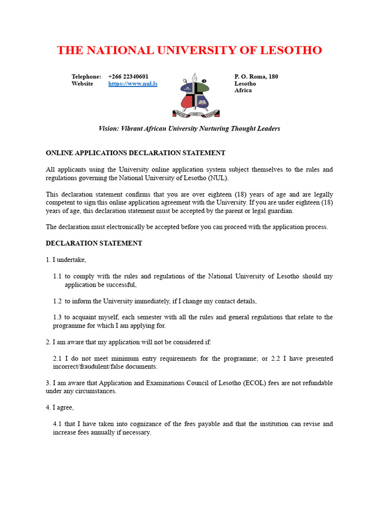 NUL Online Application Guidelines 2025/2026 | PDF | Justice | Crime ...