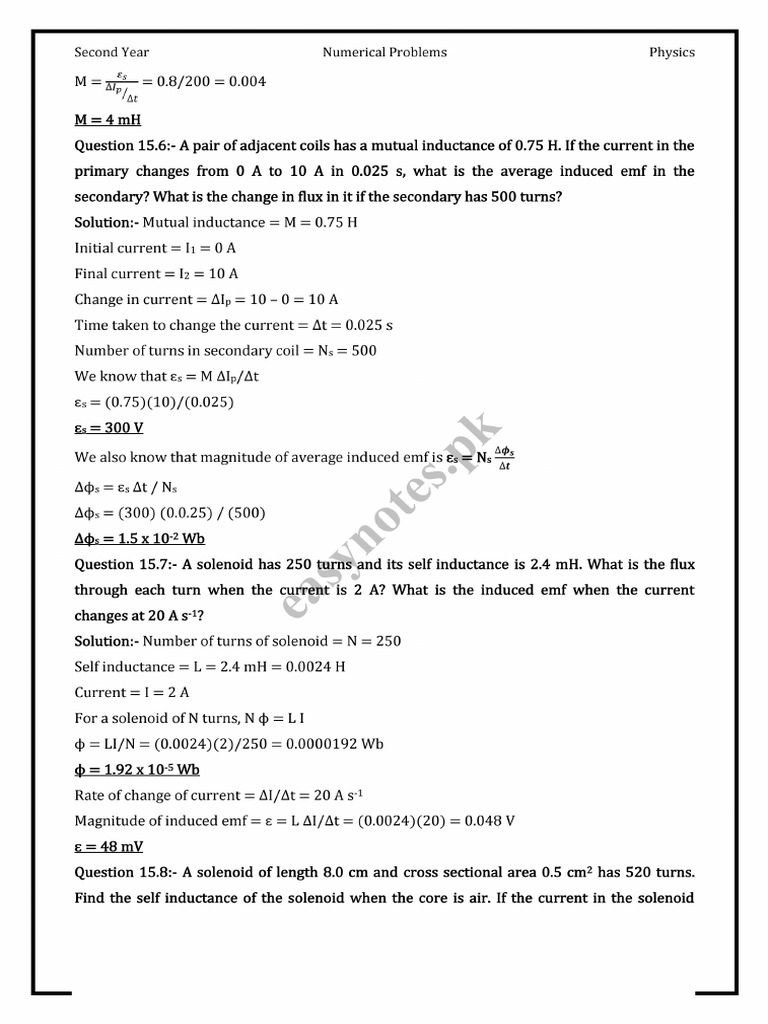 2nd Year Physics Chapter 15 Solved Numericals Notes 3 (1) | PDF