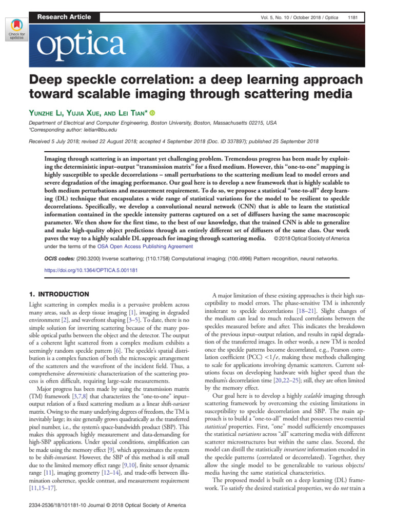 Deep Speckle Correlation - A Deep Learning Approach Twoard Scalable ...