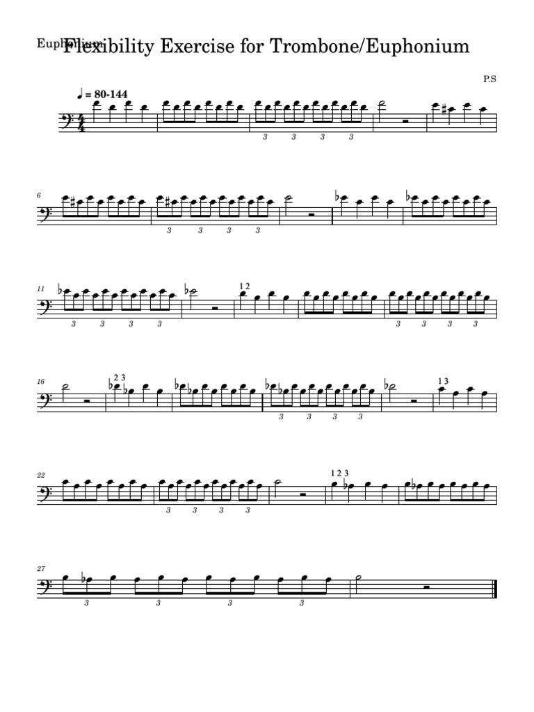 Trombone and Euphonium Flexibility Exercises | PDF | Music Technology ...