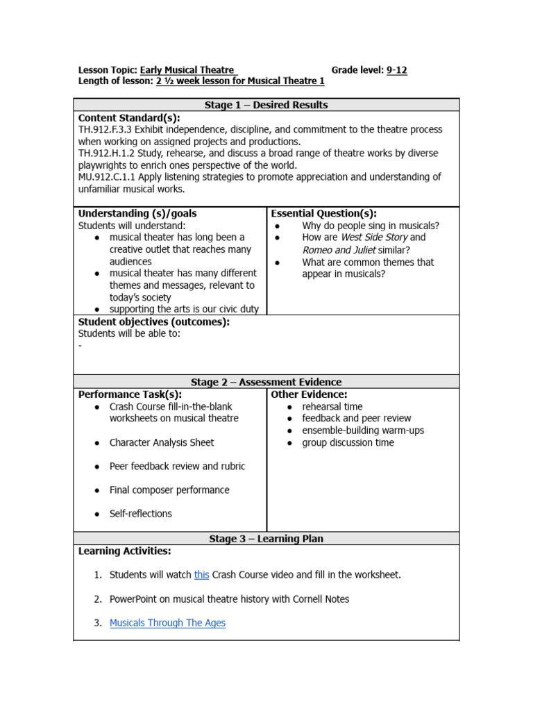 MT Unit 1 Early Musical Theatre | PDF | Musical Theatre | Behavior ...