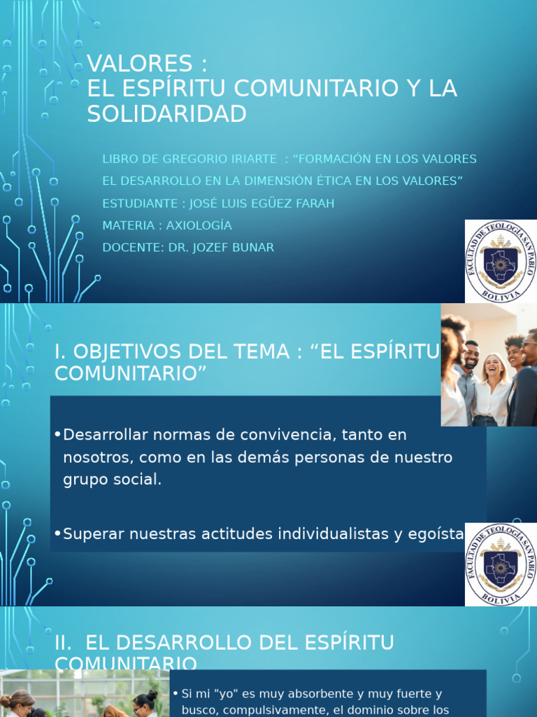 Espíritu Comunitario y Solidaridad | PDF