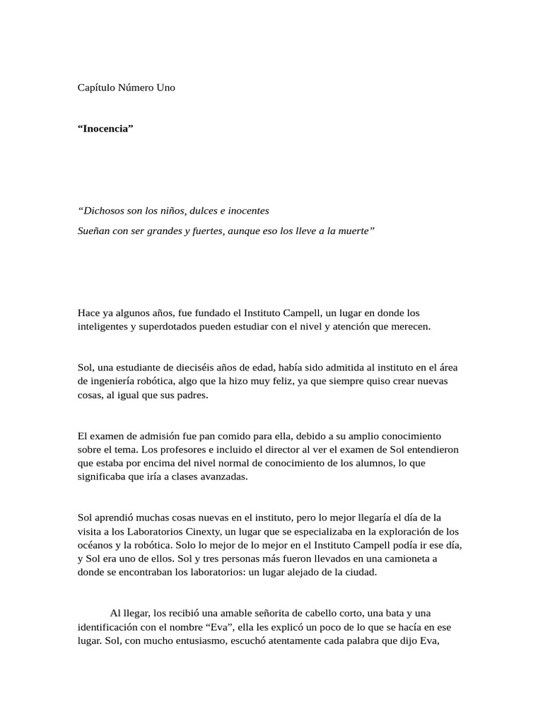 "Inocencia y Peligro en el Instituto Campell" | PDF