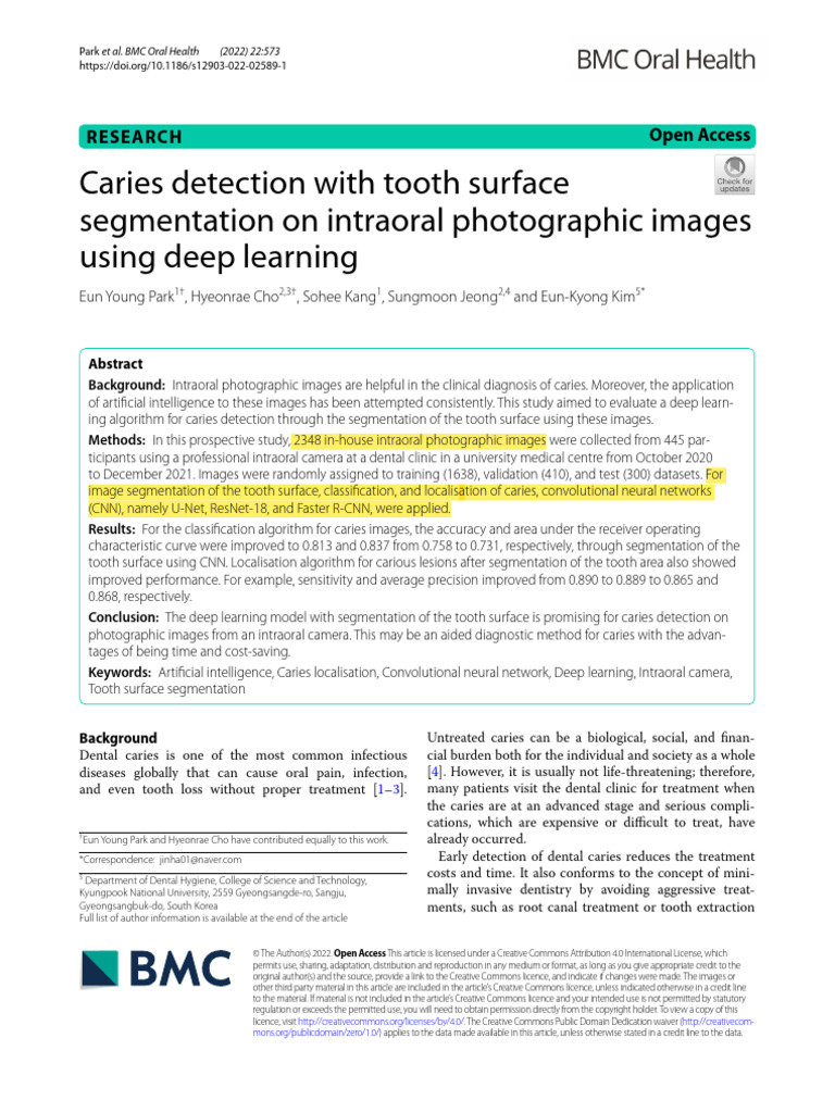 10 Caries Detection With Tooth Surface Segmentation On Intraoral Photographic Images Using Deep ...