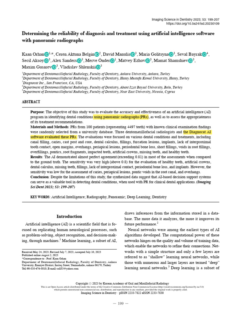 9 Determining The Reliability of Diagnosis and Treatment Using Artificial Intelligence Software ...