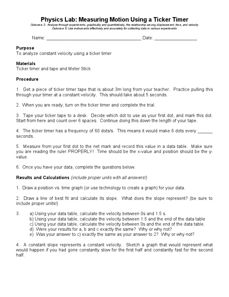 Lab Ticker Timer | PDF