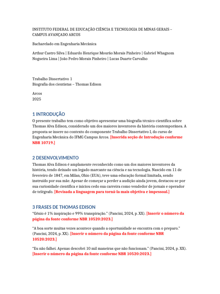 Biografia Thomas Edison Revisado | PDF | Thomas Edison | Science