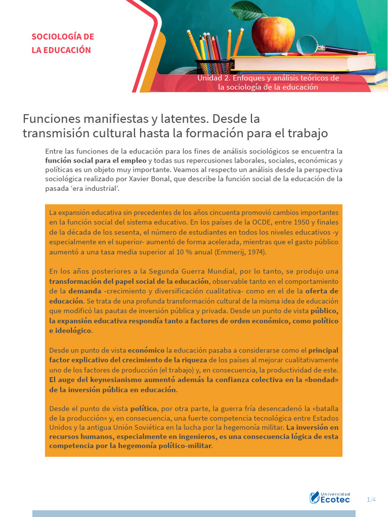 Funciones de la educación en la sociedad | PDF | Gestión de recursos ...