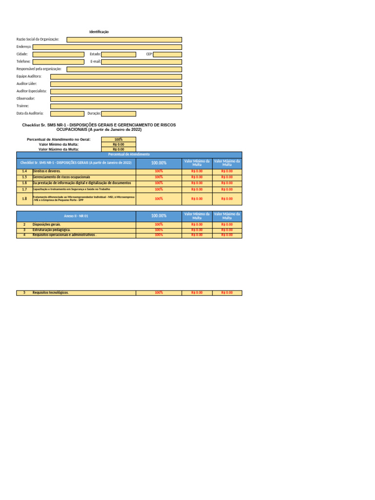 Checklist+Sr.+SMS+NOVA+NR 1+ (Vigente+a+Partir+de+26+de+Maio+de+2025) | PDF | Epidemiologia