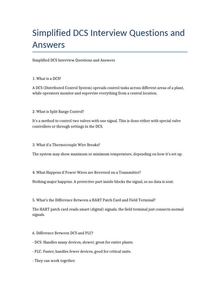 DCS Interview Questions Simplified | PDF