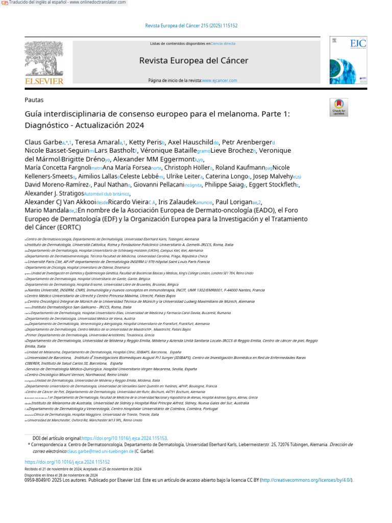 GARBE European Consensus Based Interdisciplinary Guideli - En.es | PDF | Protector solar | Melanoma