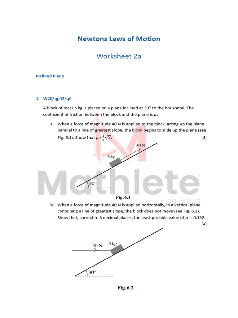 Newtons Laws of Motion - Worksheet 2a | PDF | Physical Phenomena | Mechanics