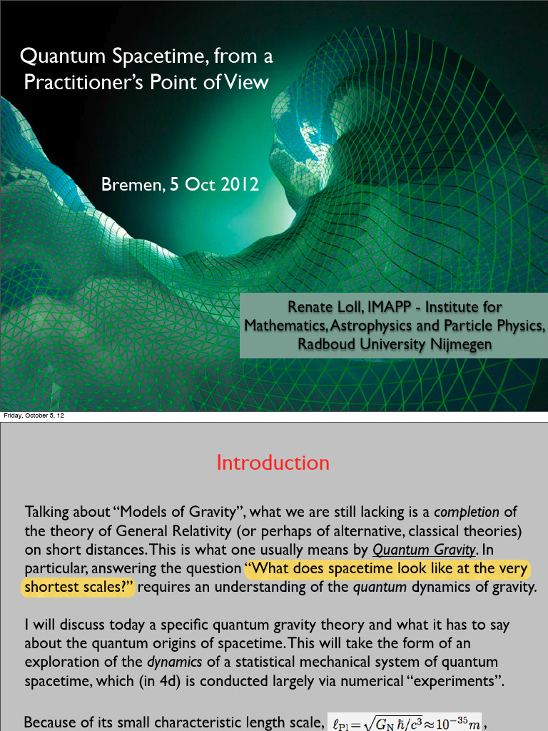 Quantum Spacetime From a Practitioner s Point of View | PDF | Quantum Gravity | Universe