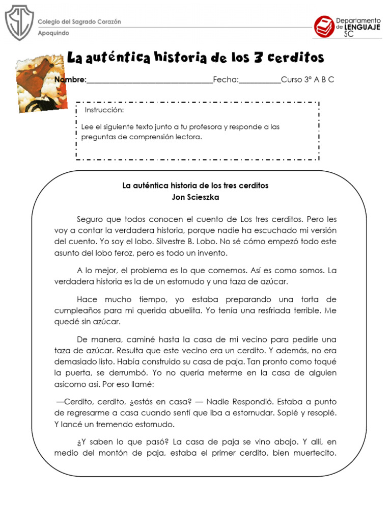 La verdadera historia de los tres cerditos | PDF