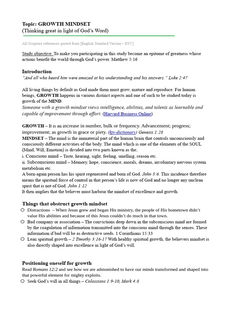 Growth Mindset | PDF | Mind | Unconscious Mind
