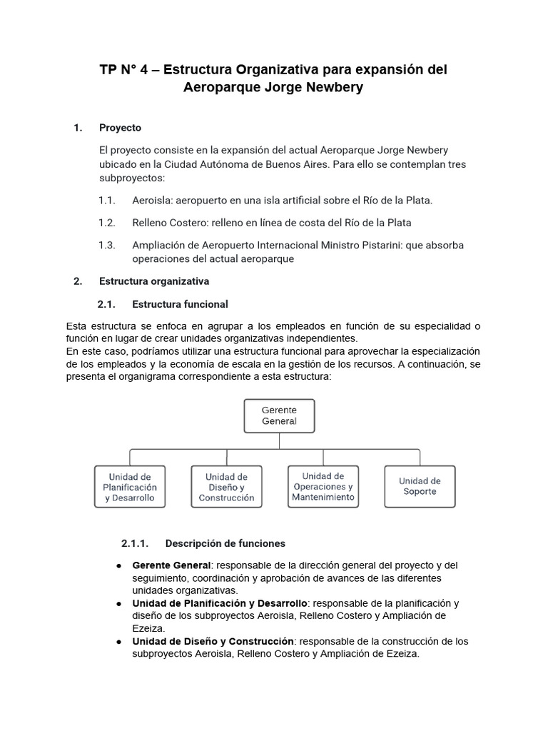 TP #4 - Estructura Organizativa | PDF | Planificación