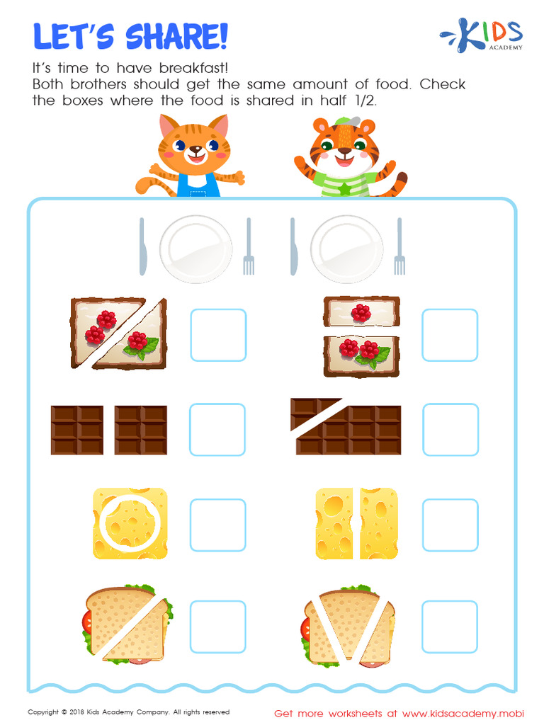 Sharing Food Worksheet for Kids | PDF