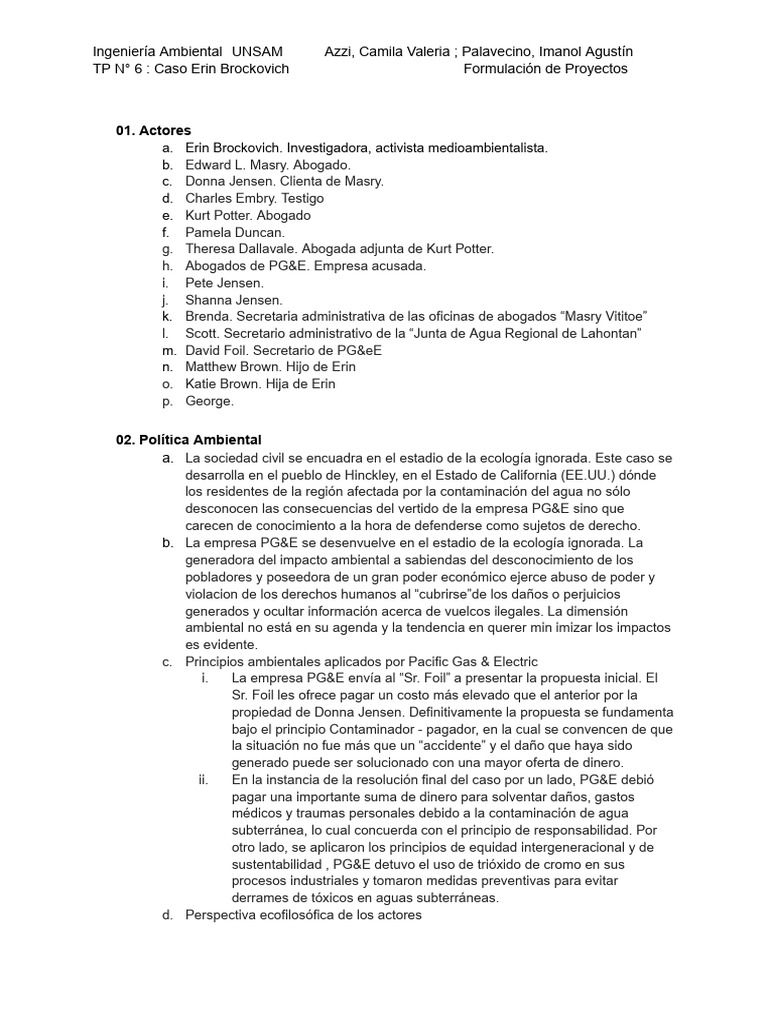 TP6 Corregido Erin Brocovich | PDF | Ciencias de la Tierra | Entorno natural