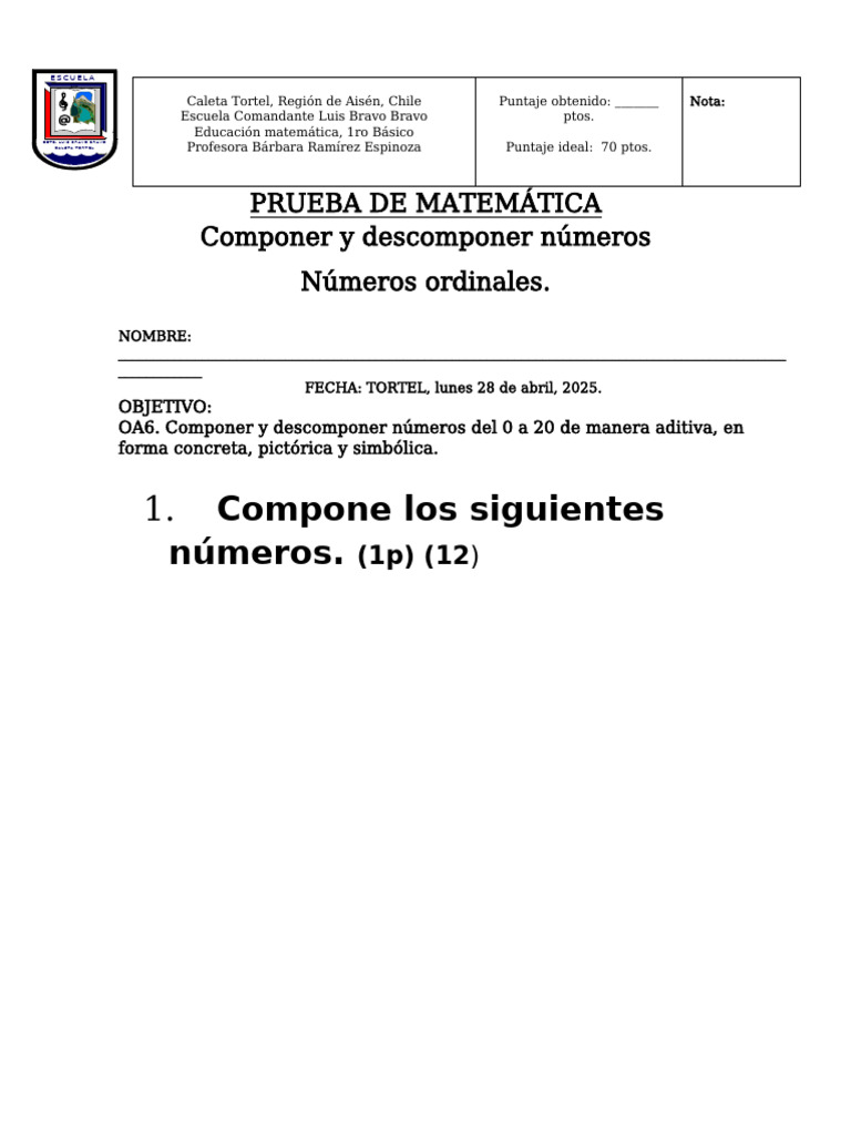 Componer y Números Ordinales | PDF