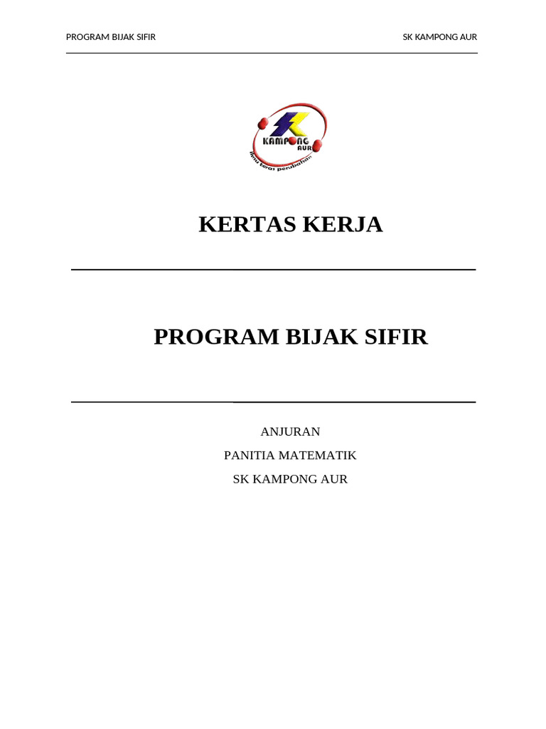 Kertas Kerja Program Bijak Sifir (Matematik) | PDF