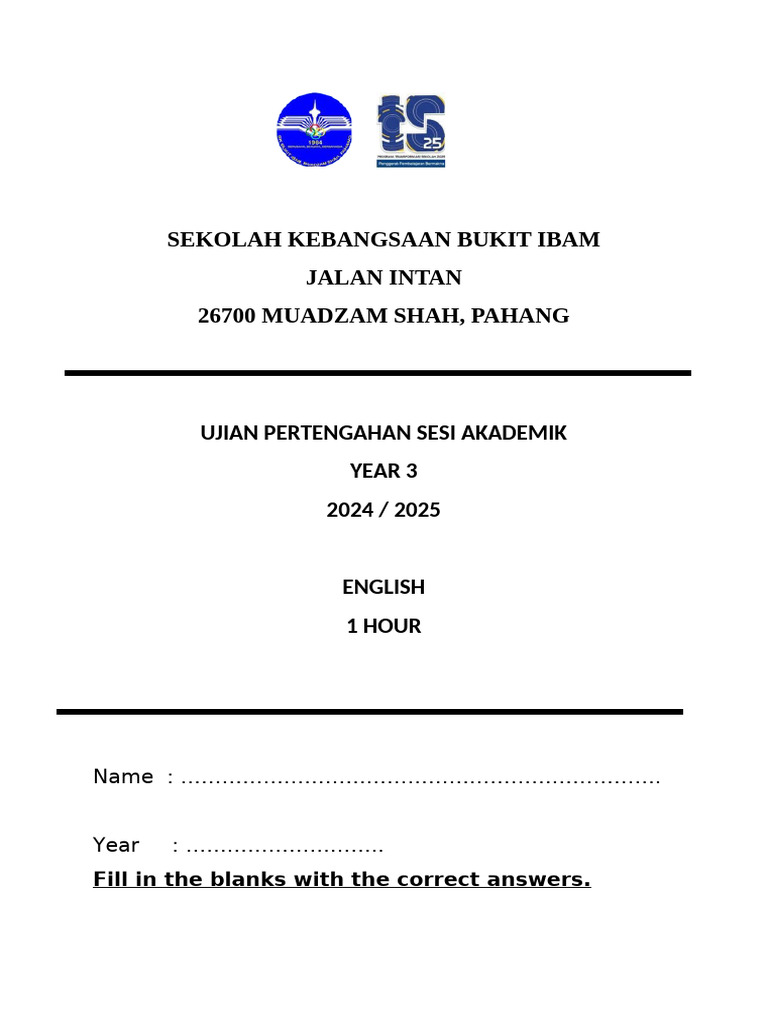 Ujian Pertengahan Sesi Akademik Year 3 | PDF | Chess Openings | Chess