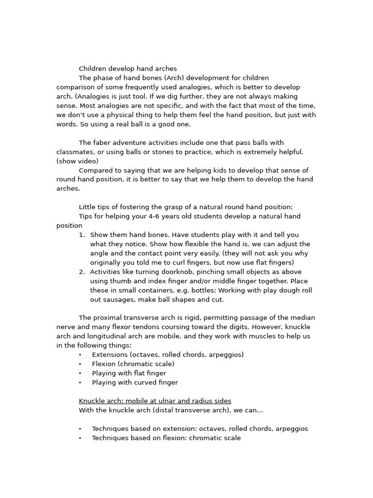 Developing Hand Arches in Children | PDF | Hand | Finger