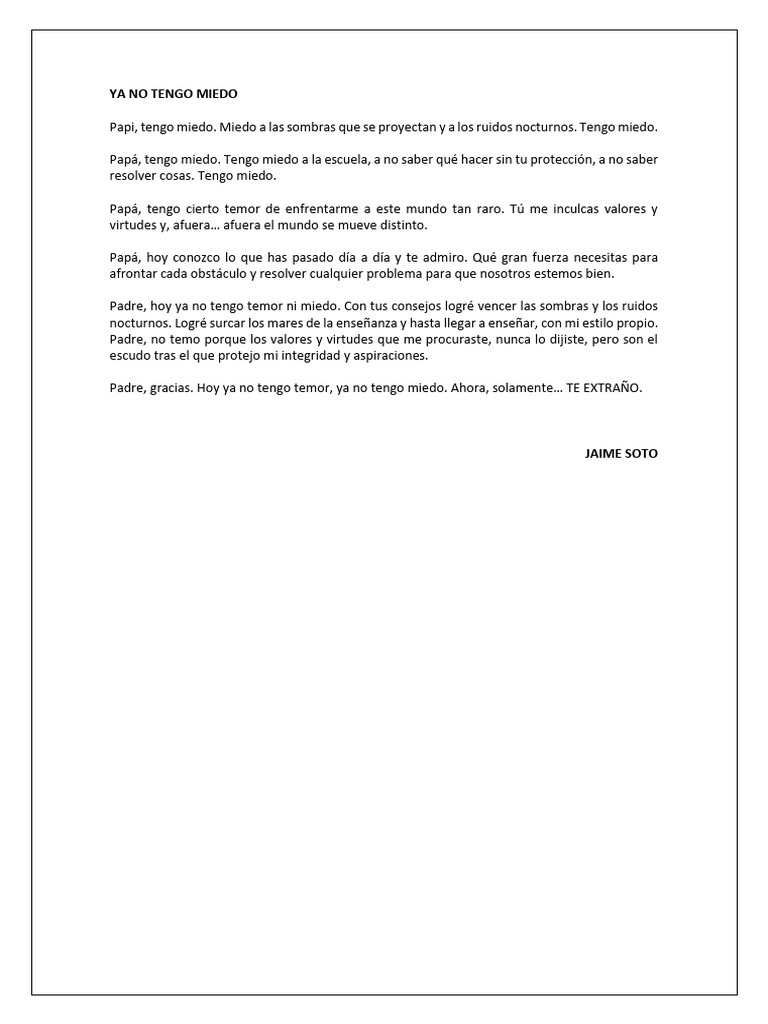 Ya No Tengo Miedo Papá | PDF