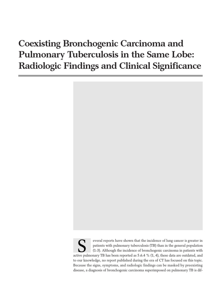 Coexisting Bronchogenic Carcinoma and | PDF | Lung Cancer | Tuberculosis