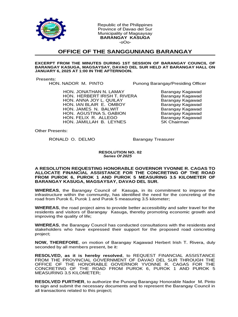 Resolution For Road Concreting-P6,1,5 | PDF